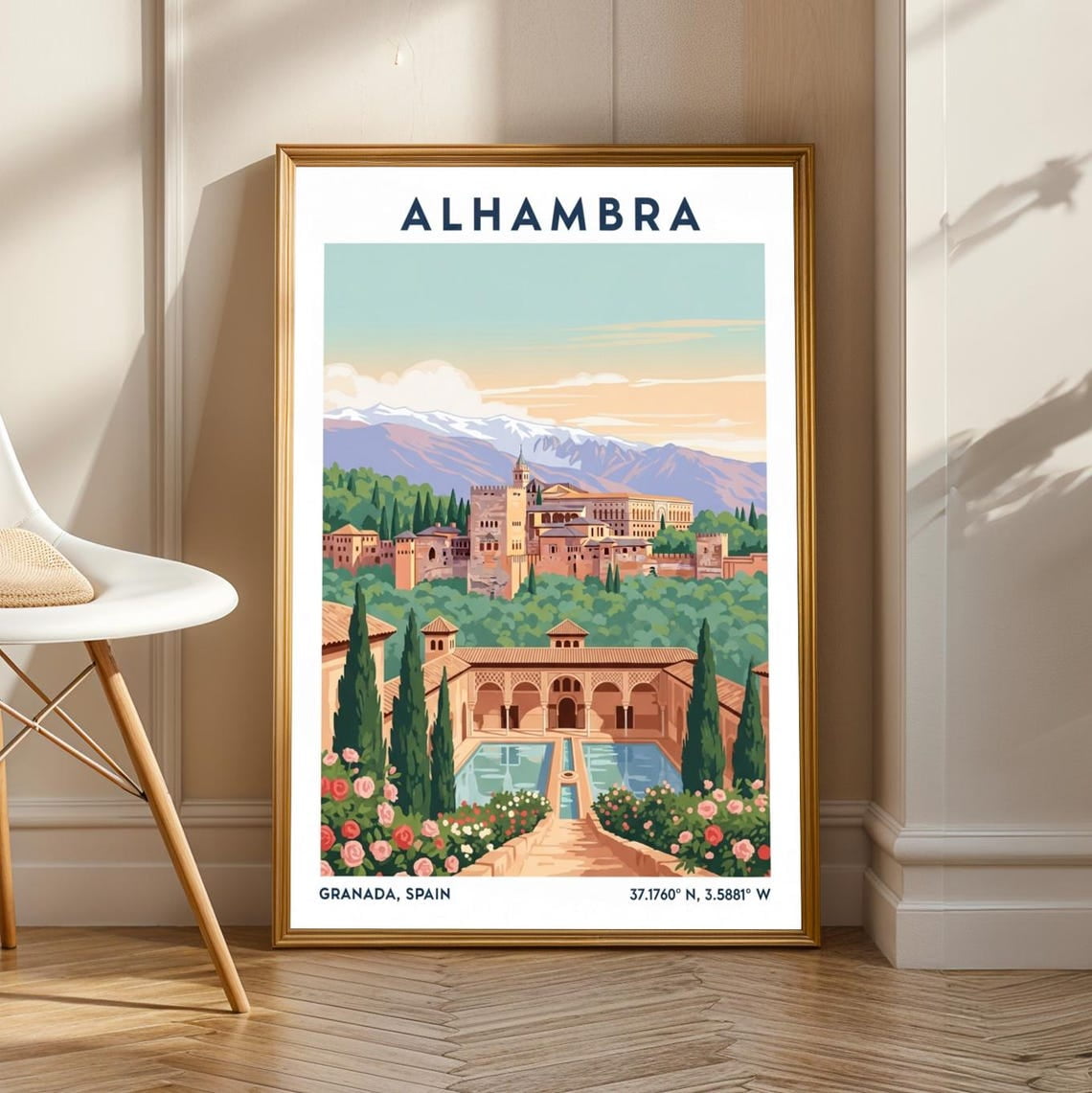 Alhambra Art Print: Granada, Spain - Spanish Architecture Travel Poster ...