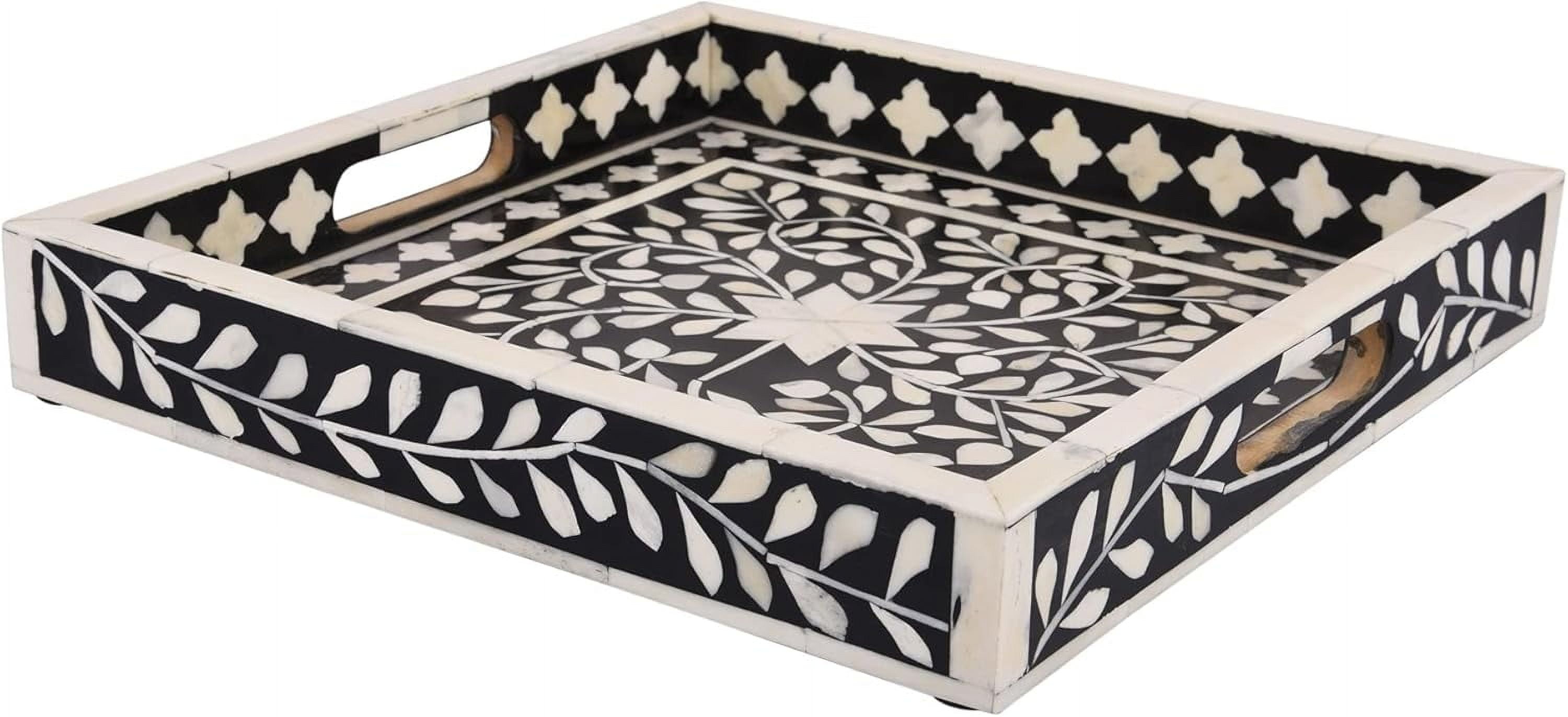 Alhambra Medio Pattern Inspired Decorative Trays 12x12 - Chic Negra ...