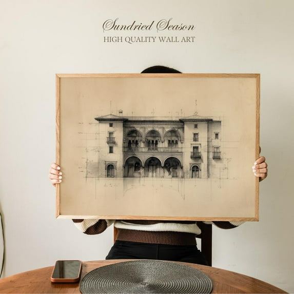 Alhambra Palace Architectural Drawing Print, Historic Moorish Arches ...