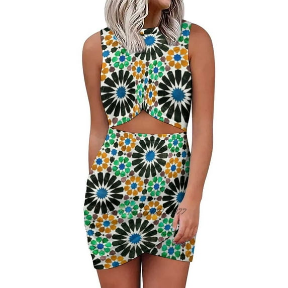Alhambra Tessellation Loose Pocket Dress Print Short Sleeve Dresses V ...