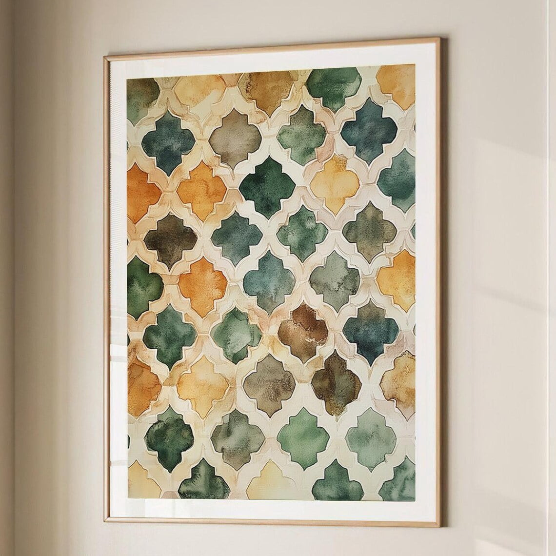 Alhambra Tile Inspired Print Islamic Mural Wall Art Muslim Andalusian ...