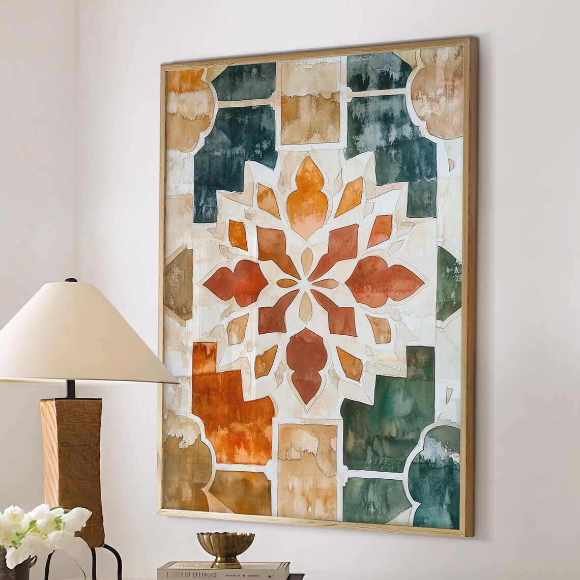 Alhambra Tile Inspired Print Islamic Mural Wall Art Muslim Andalusian ...