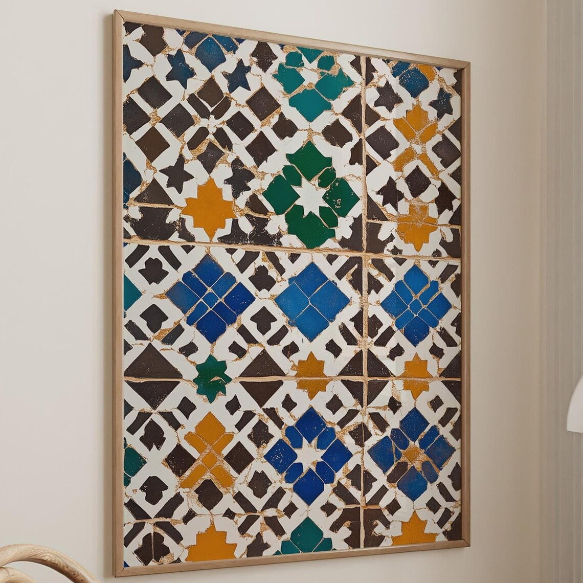 Alhambra Tile Inspired Print Islamic Mural Wall Art Muslim Andalusian ...