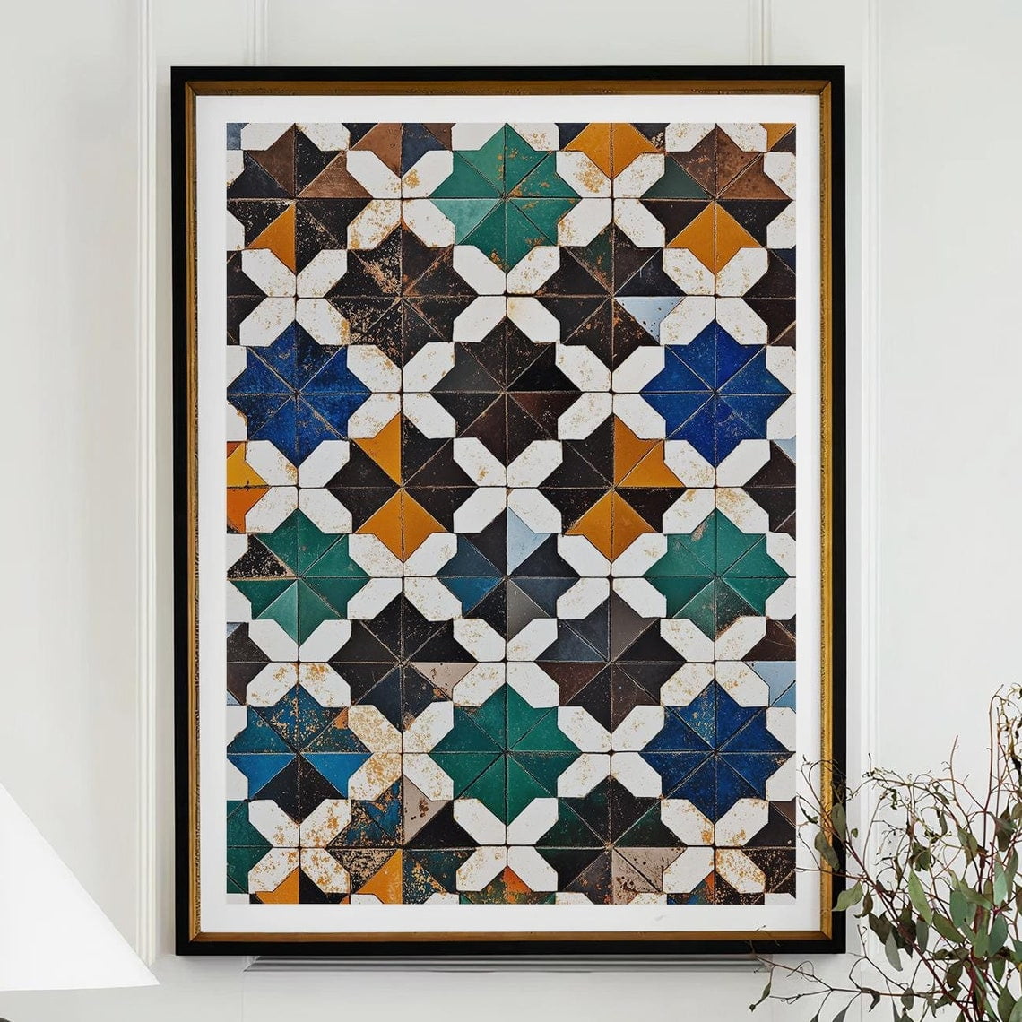 Alhambra Tile Inspired Print Islamic Mural Wall Art Muslim Andalusian ...