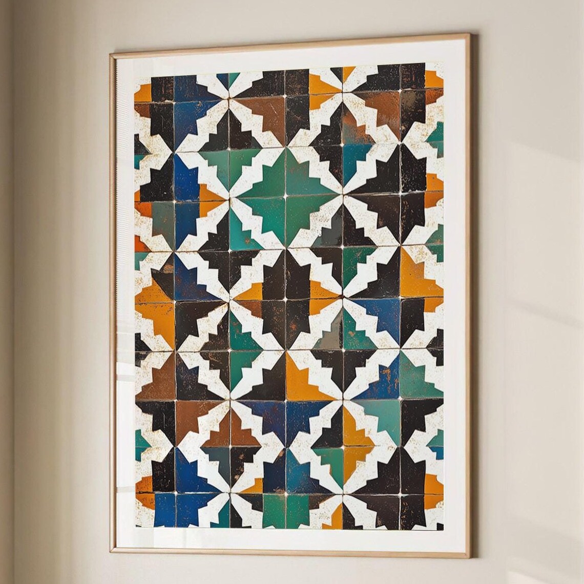 Alhambra Tile Inspired Print Islamic Mural Wall Art Muslim Andalusian ...
