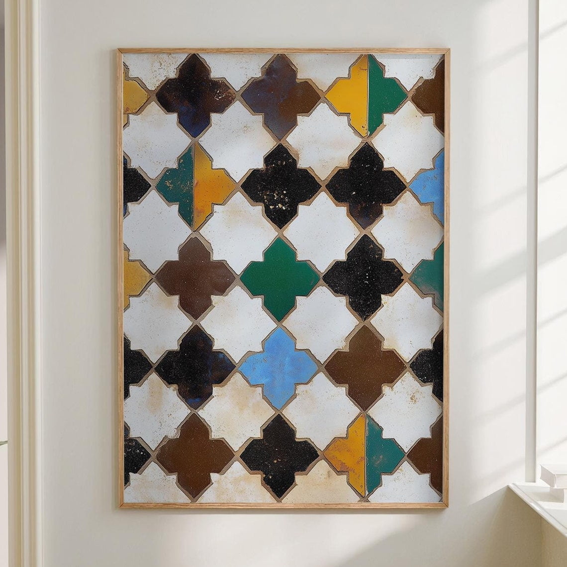 Alhambra Tile Inspired Print Islamic Mural Wall Art Muslim Andalusian ...