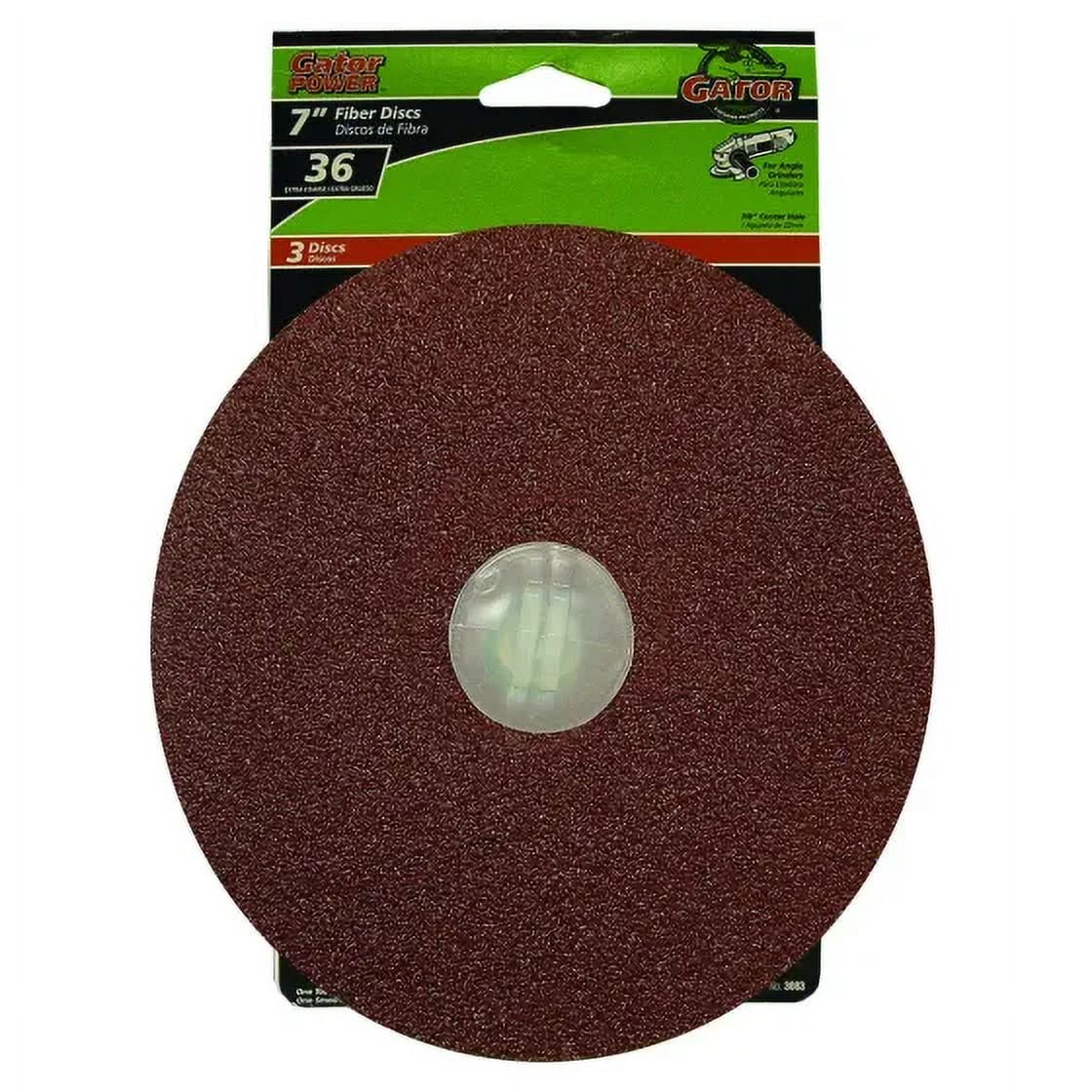 Ali 3083 Gator 7 Inch 7/8 Inch Arbor Fiber Sanding Disc 36 Grit Extra ...