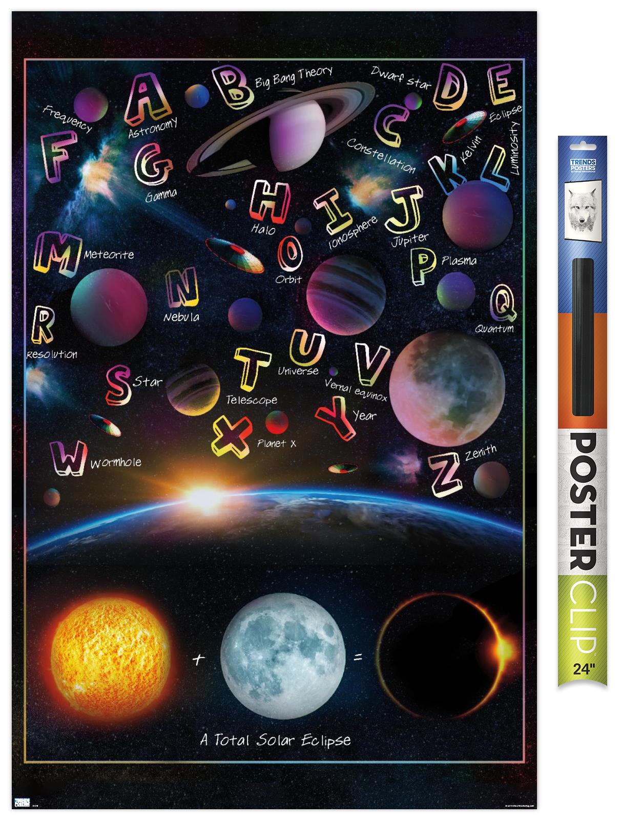 Ali Chris - The Solar System: Total Eclipse Letters Wall Poster, 22.375 ...