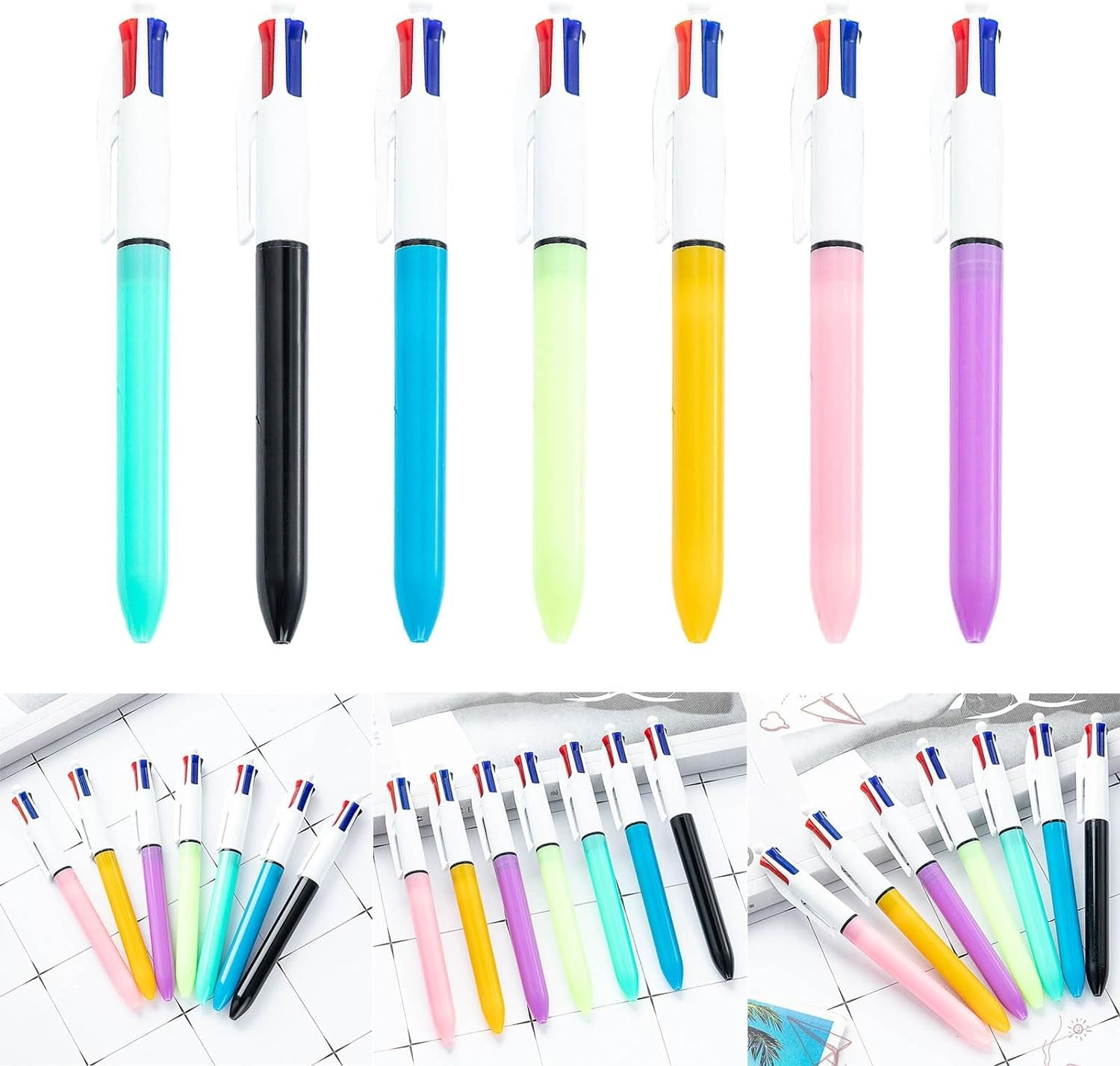 Alialene Multicolor Ball Point Pens 4-in-1 Colored Pens (1.0mm ...