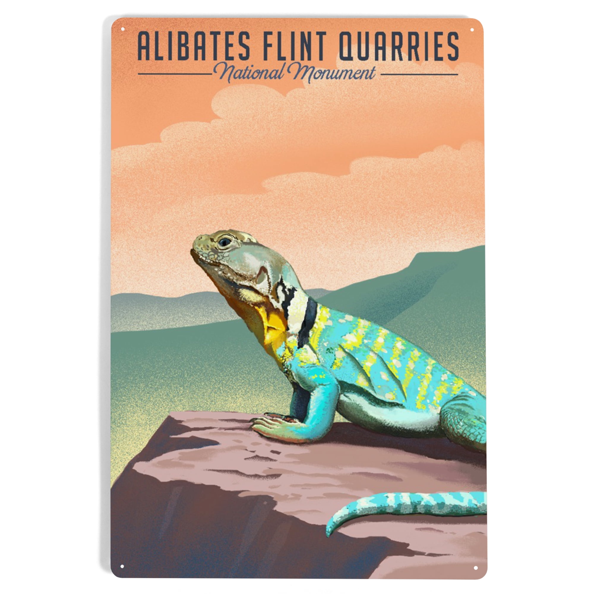 Alibates Flint Quarries National Monument, Texas, Collared Lizard Litho ...