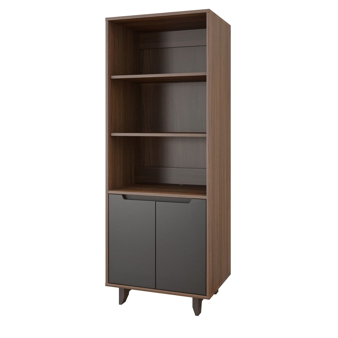 Alibi Bookcase/Audio Tower, Walnut and Charcoal - Walmart.com
