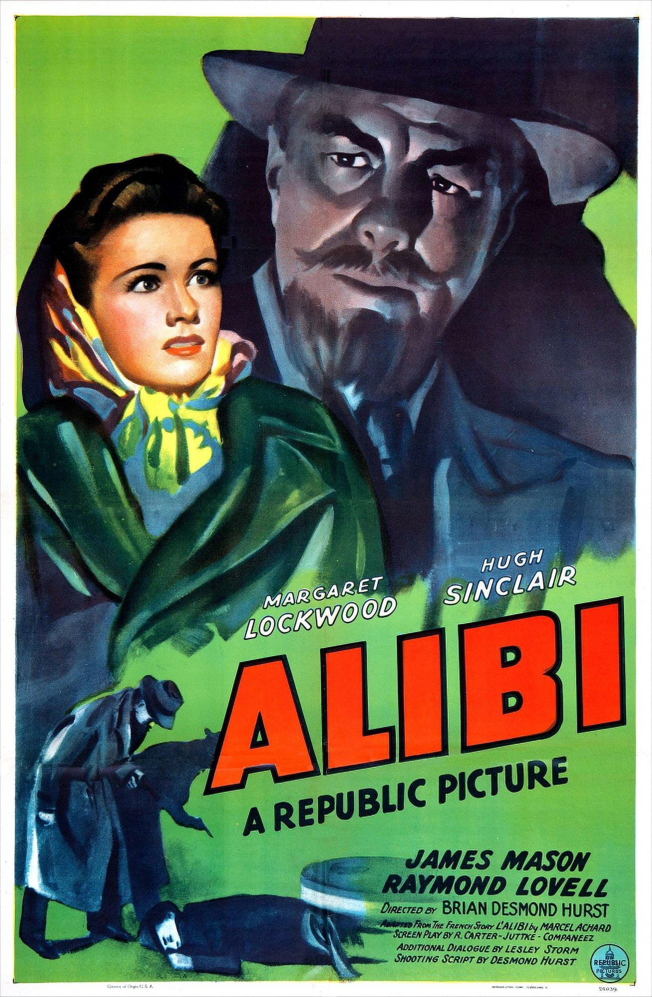 Alibi Us Poster From Left: Margaret Lockwood Hugh Sinclair 1942 Movie ...