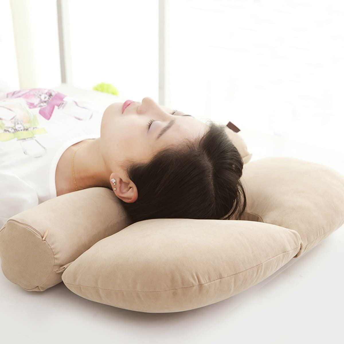 Alibo Therapeutic Bolster Cervical Round Roll Pillow Breathable Hole ...