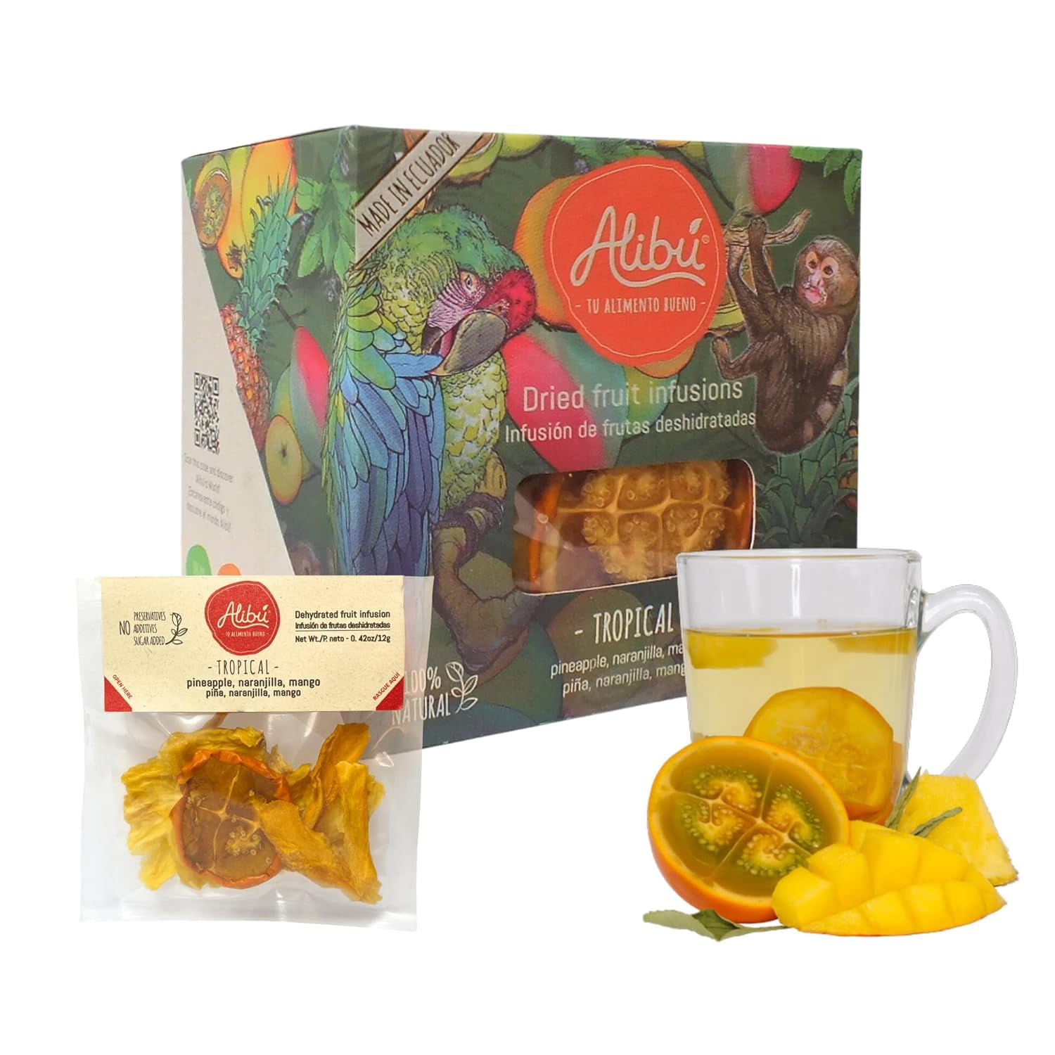 Alibu Dried Fruit Tea Infusion - Tropical - Vegan, Gourmet, Caffeine ...