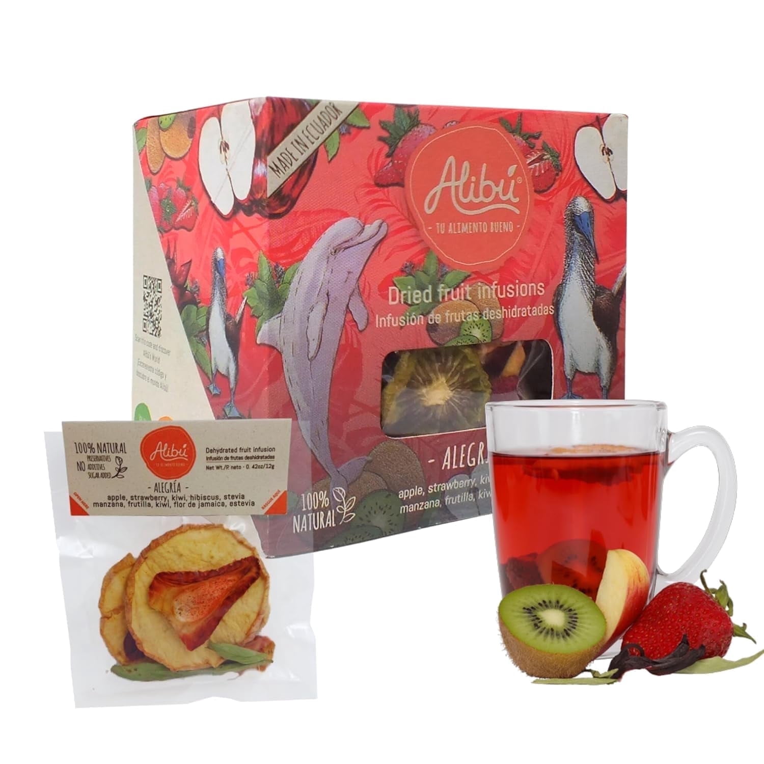Alibu Dried Fruit Tea Infusions - Alegria - Strawberry, Apple, Kiwi ...