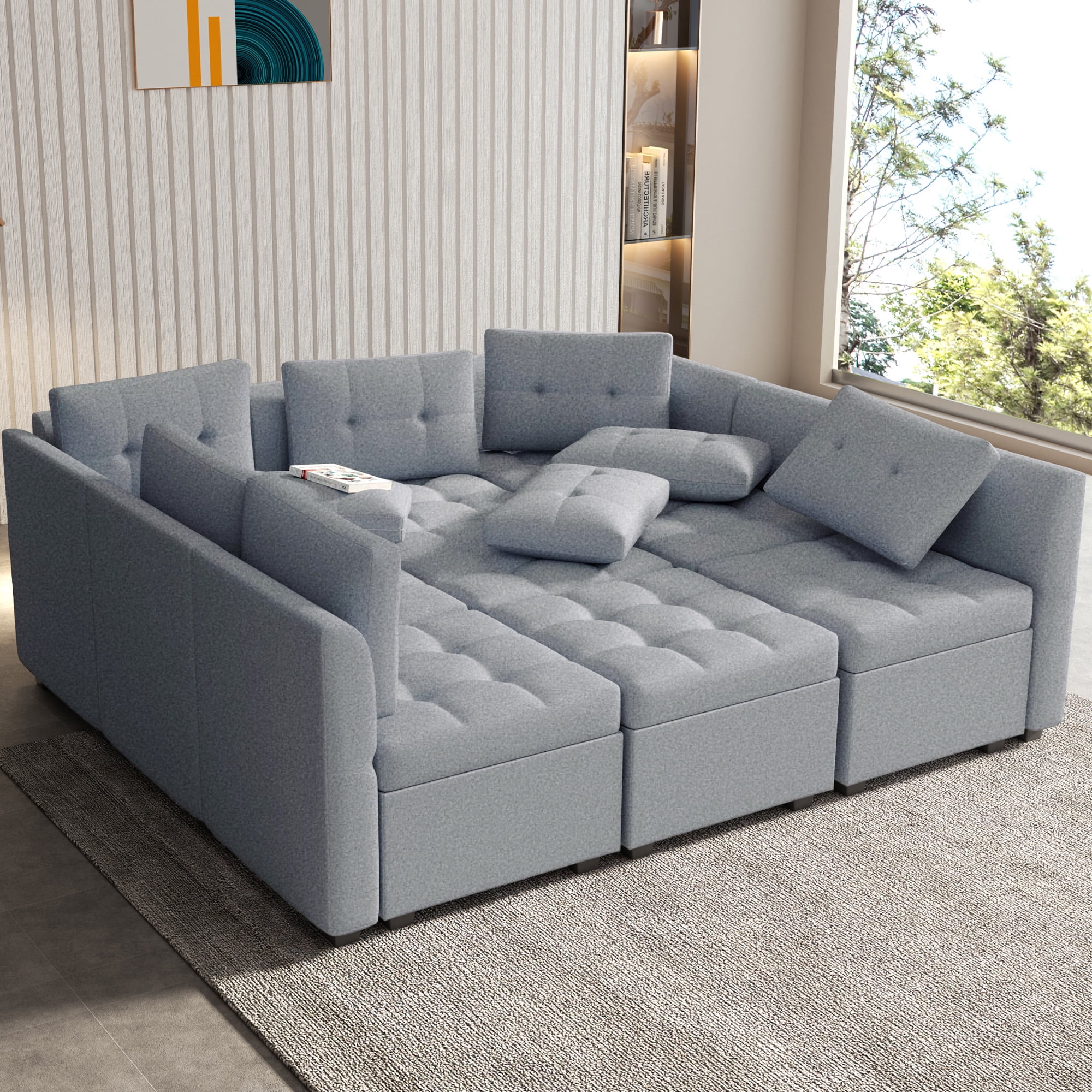 Alicacho 9 Seaters Sectional Sofa Modular Deep Seat Sofa Couch with ...