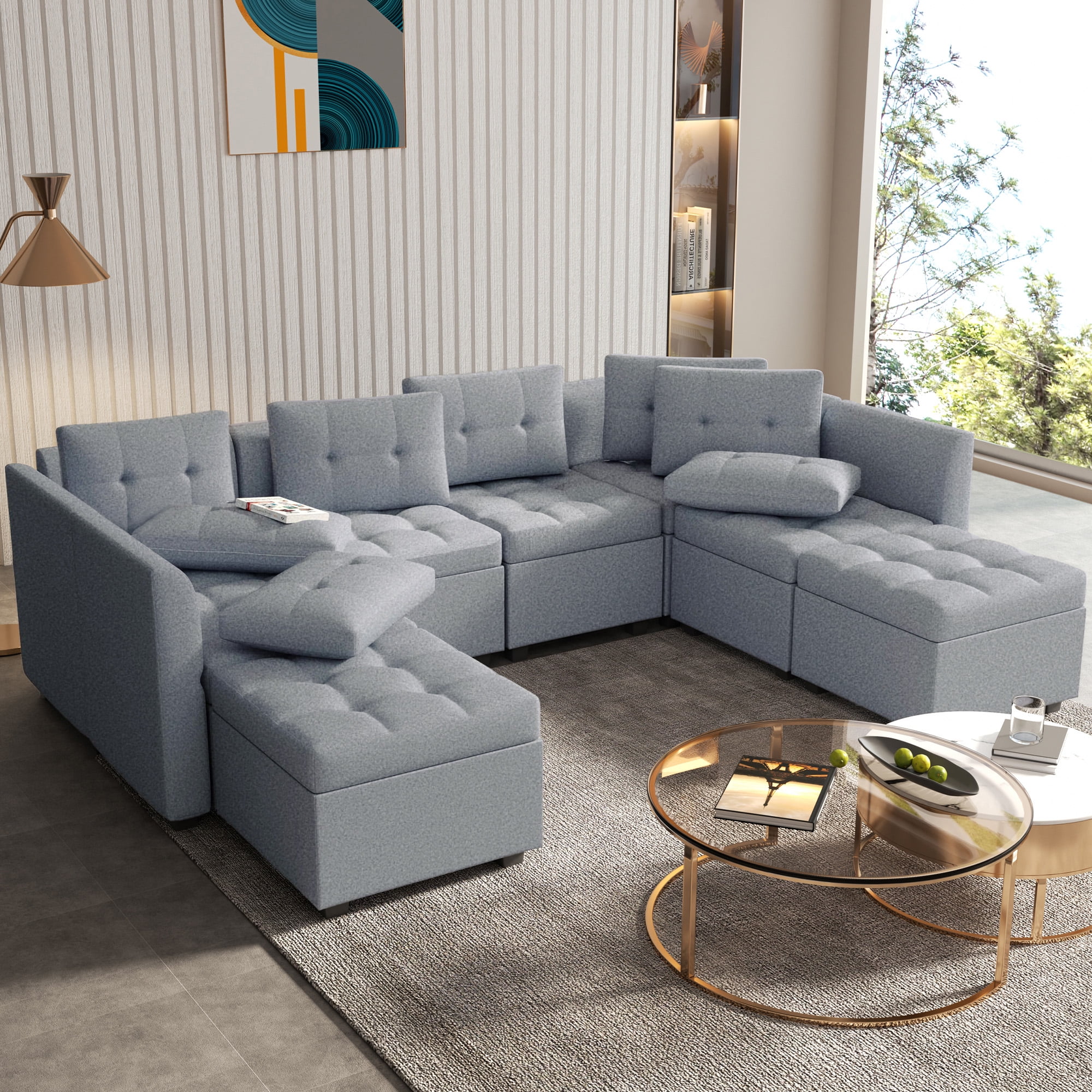 Alicacho Modular Sectional Sofa with Storage, U Shaped Sectional Couch ...