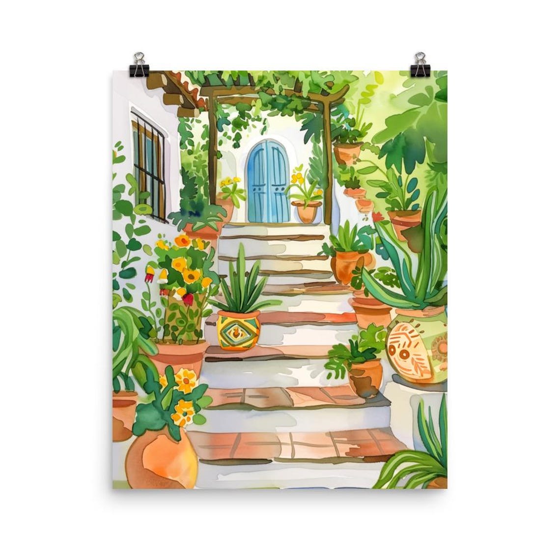 Alicante Print, Spain Wall Art, Mediterranean Courtyard Poster, Spanish ...