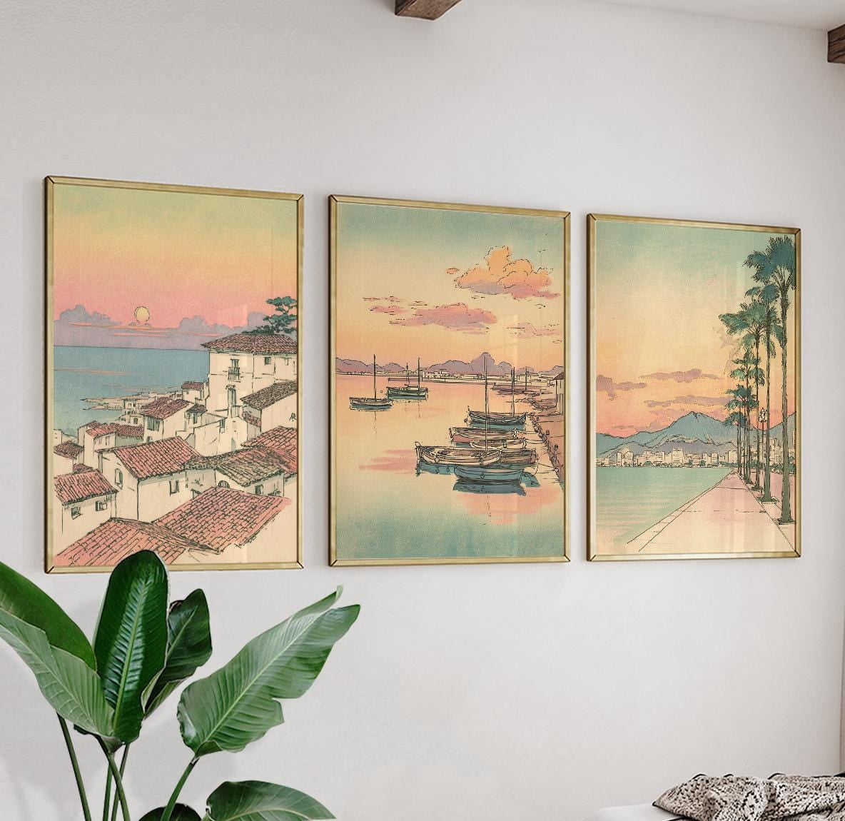 Alicante Spain Poster Coastal Beach Wall Art Vintage Japanese Style ...