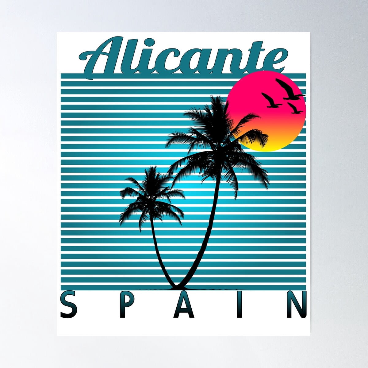 Alicante Spain Summer Beach Sun Vacations Souvenir Tshirt Poster Wall ...