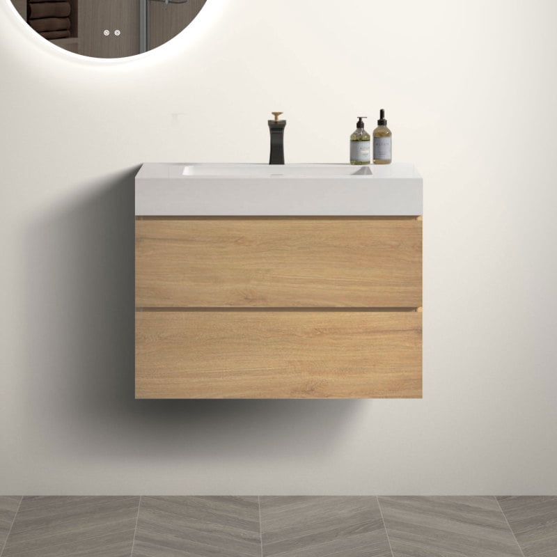 Alice 30" White Bathroom Vanity with Sink, Large Storage Wall Mounted ...