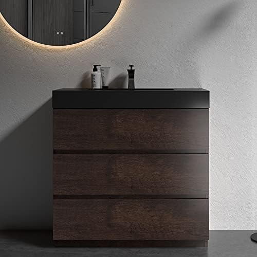 Alice 36 Inch Bathroom Vanity with Sink with Overflow, Large Storage ...