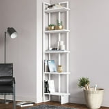 Alice 71" 5 Shelf Corner Bookcase, White - Walmart.com