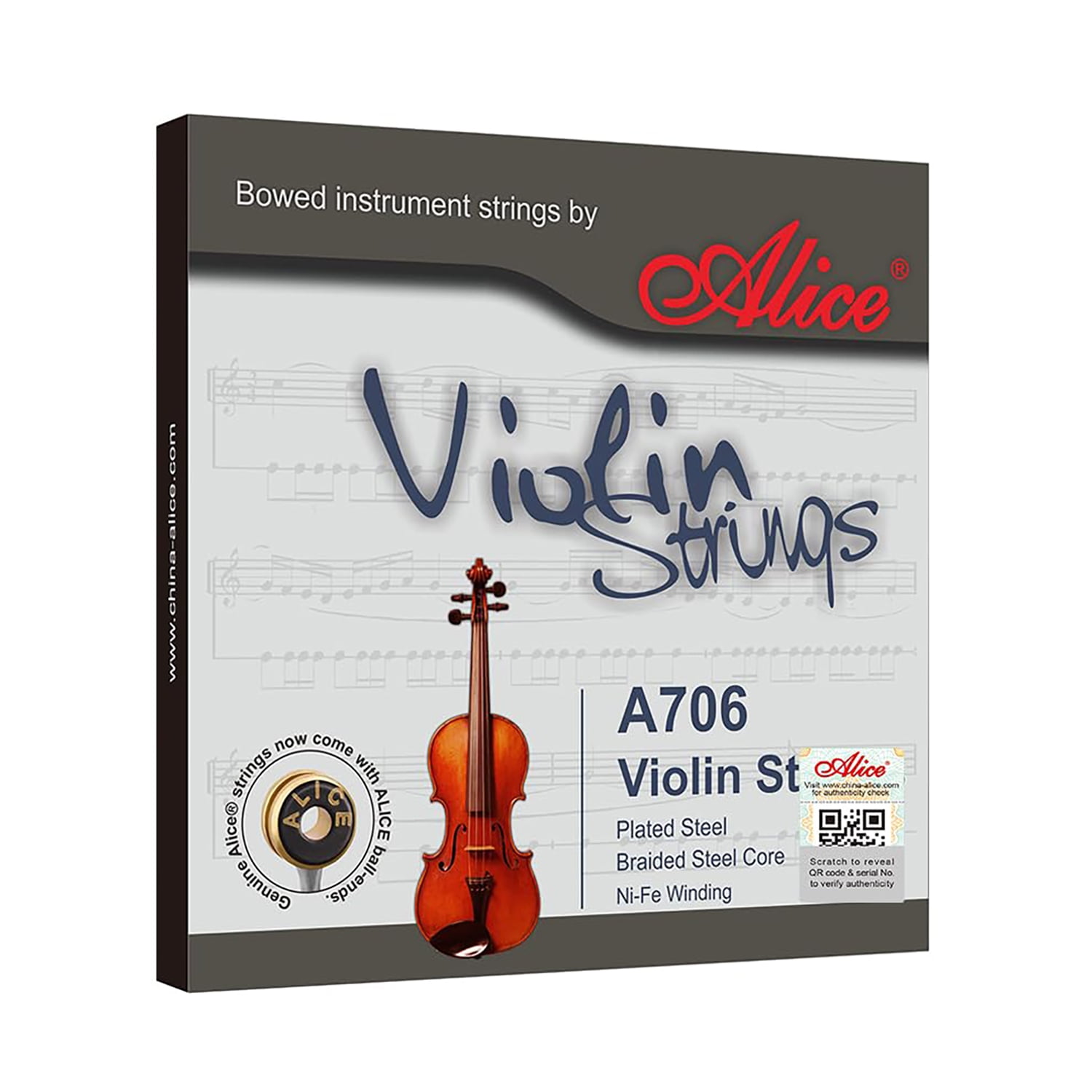 Alice A706 Violin String Set Braided Steel Core Ni-Fe Winding - Walmart.com
