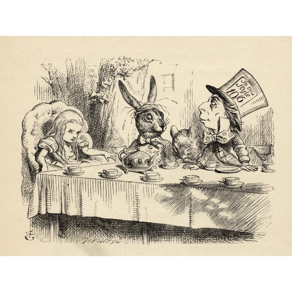Alice At The Mad Hatters Tea Party Illustration By John Tenniel From ...