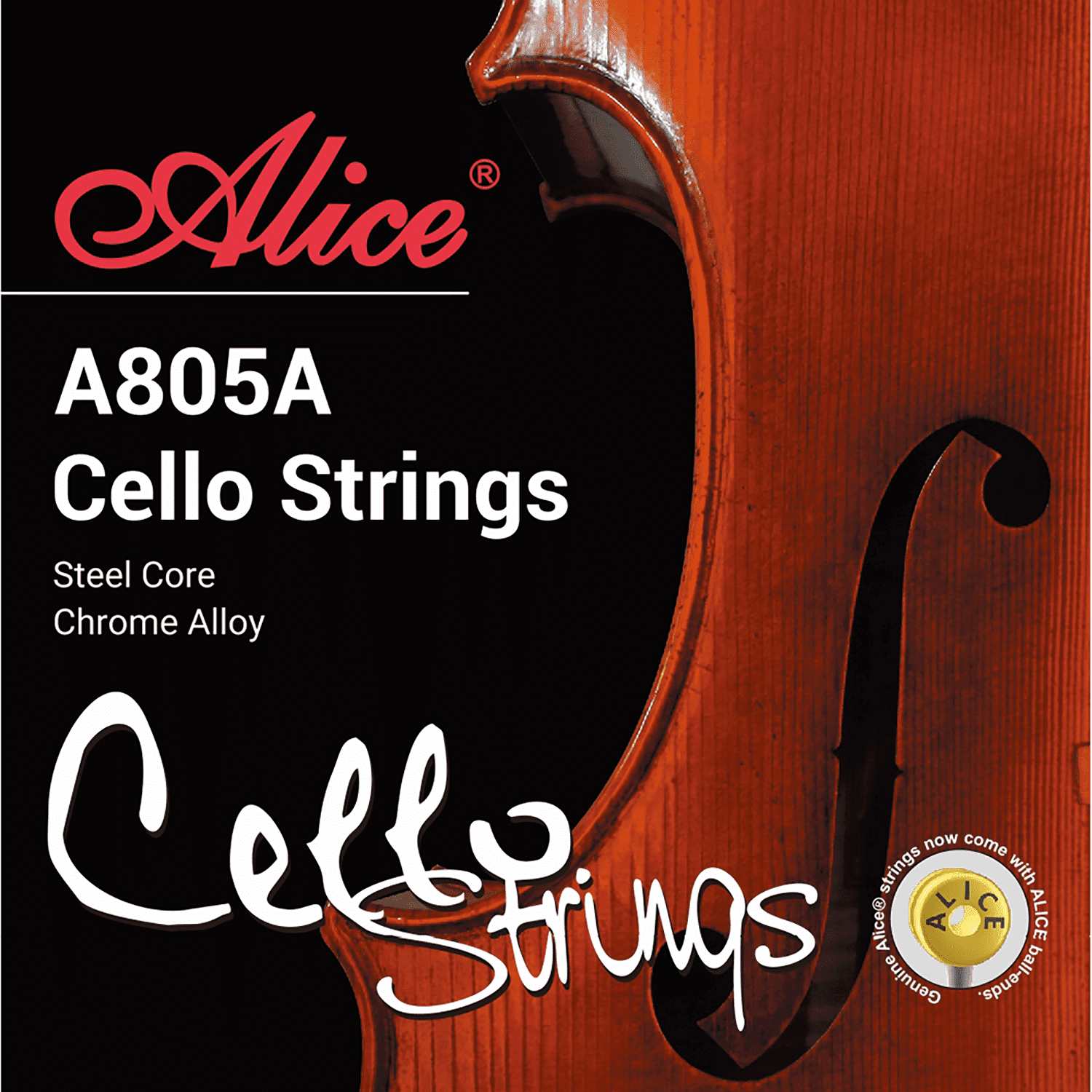 Alice Cello Strings 4/4 Full Set Steel Core Ni-Fe Chrome Winding ADGC ...