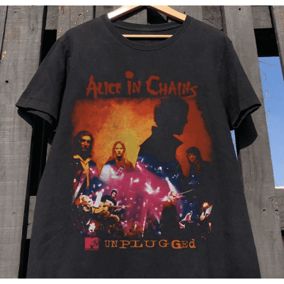 Alice In Chains Mtv Unplugged 1996 Unisex Black Cotton T-Shirt Funny Shirt, Comfort Wear, Unsiex ...