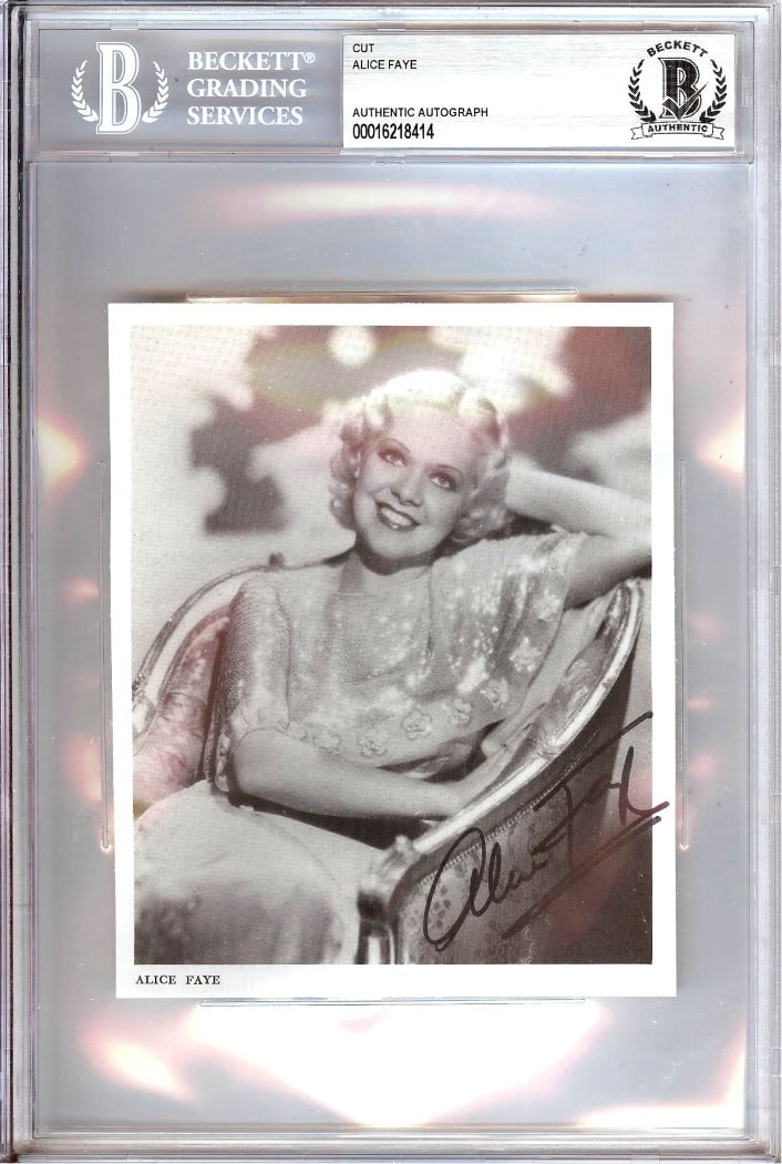 Alice Faye Signed Autograph Cut Signature Legendary Actress BAS Encased ...