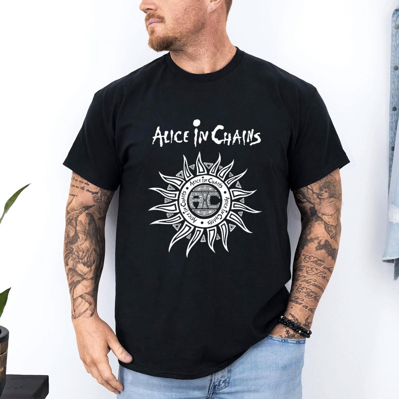 Alice In Chain Sun Logo Black White Unisex Tee Classic T-shirt ...