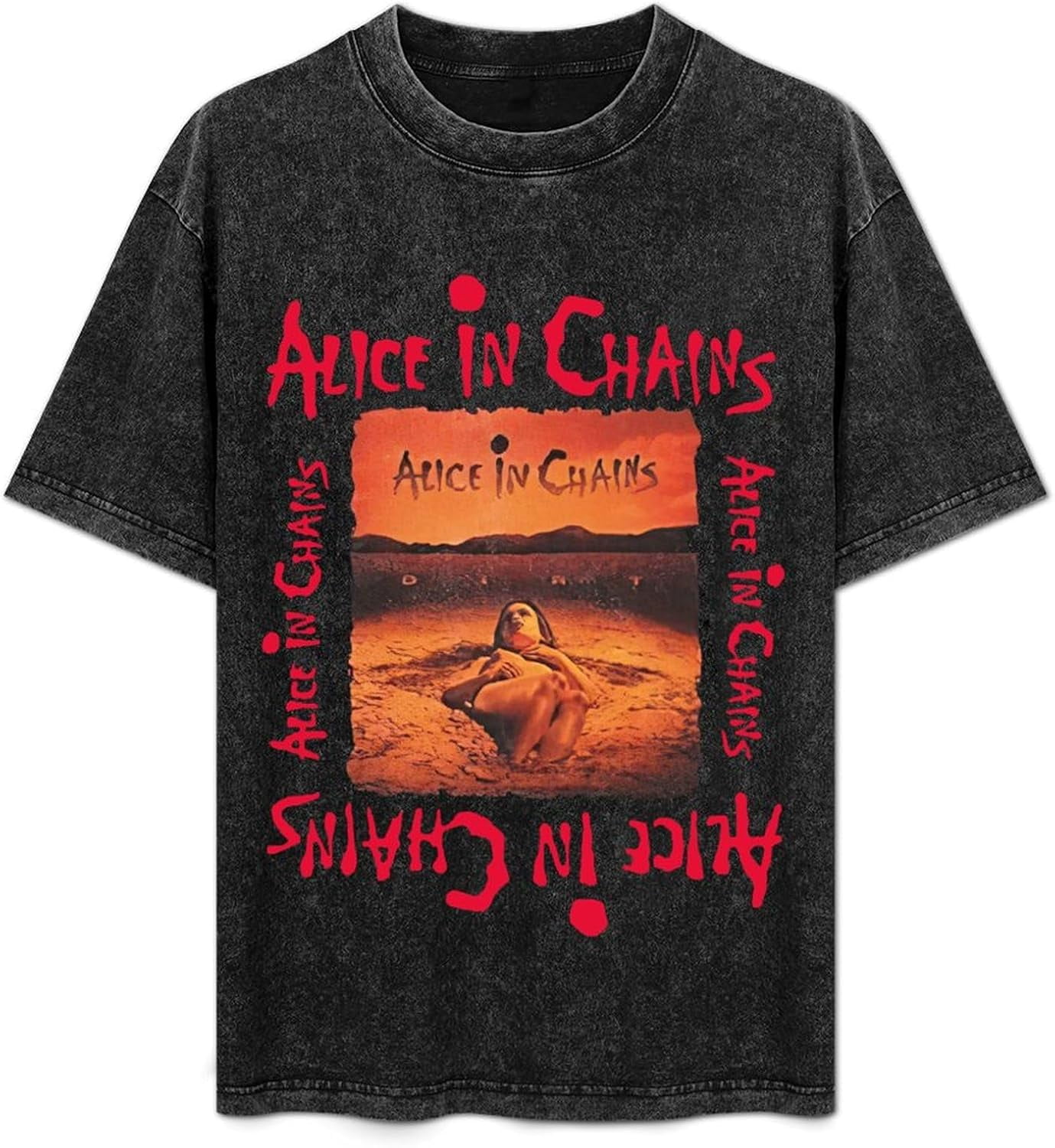 Alice In Music Chains Men's Women's Crew Cotton Neck Short Shirts ...