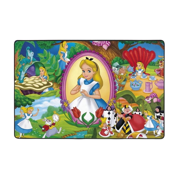 Alice in Wonden-Lan Area Rug Cartoon Rugs Non-Slip Soft Carpet Soft ...