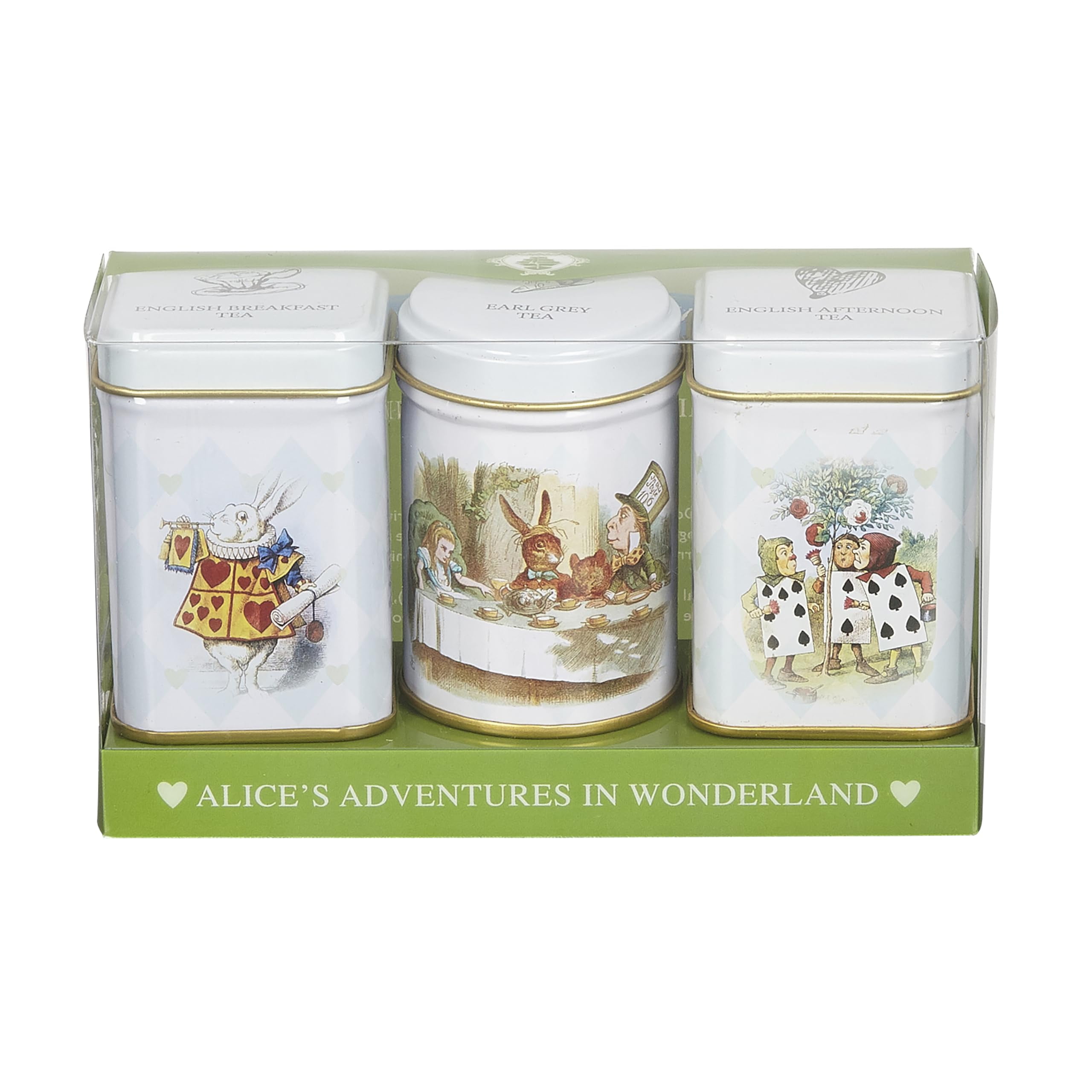 Alice In Wonderland 3X Mini Tea Tins With Assorted English Loose Leaf ...