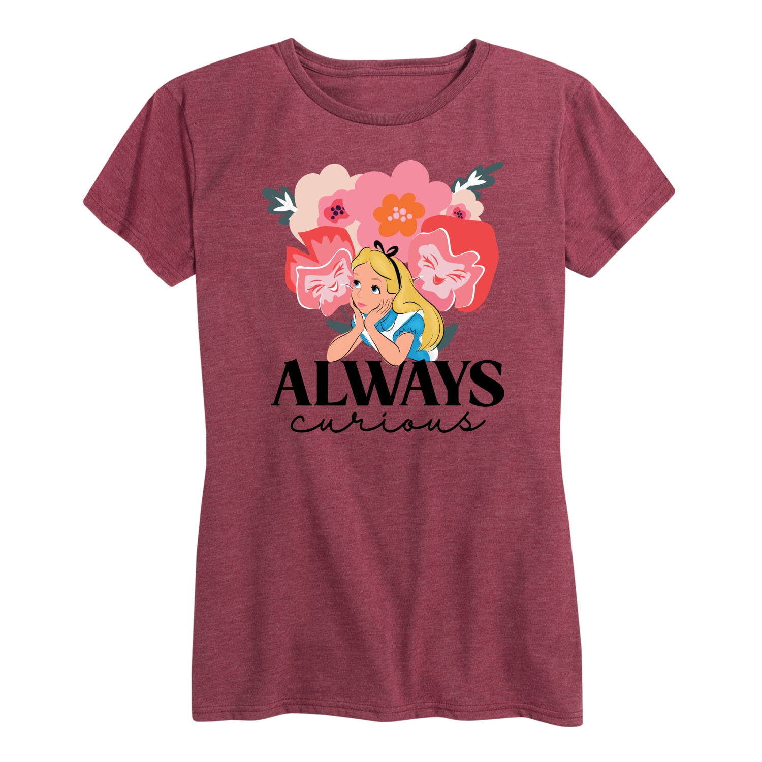 Disney - Alice in Wonderland - Alice Always Curious - Women's Short Sleeve Graphic T-Shirt ...