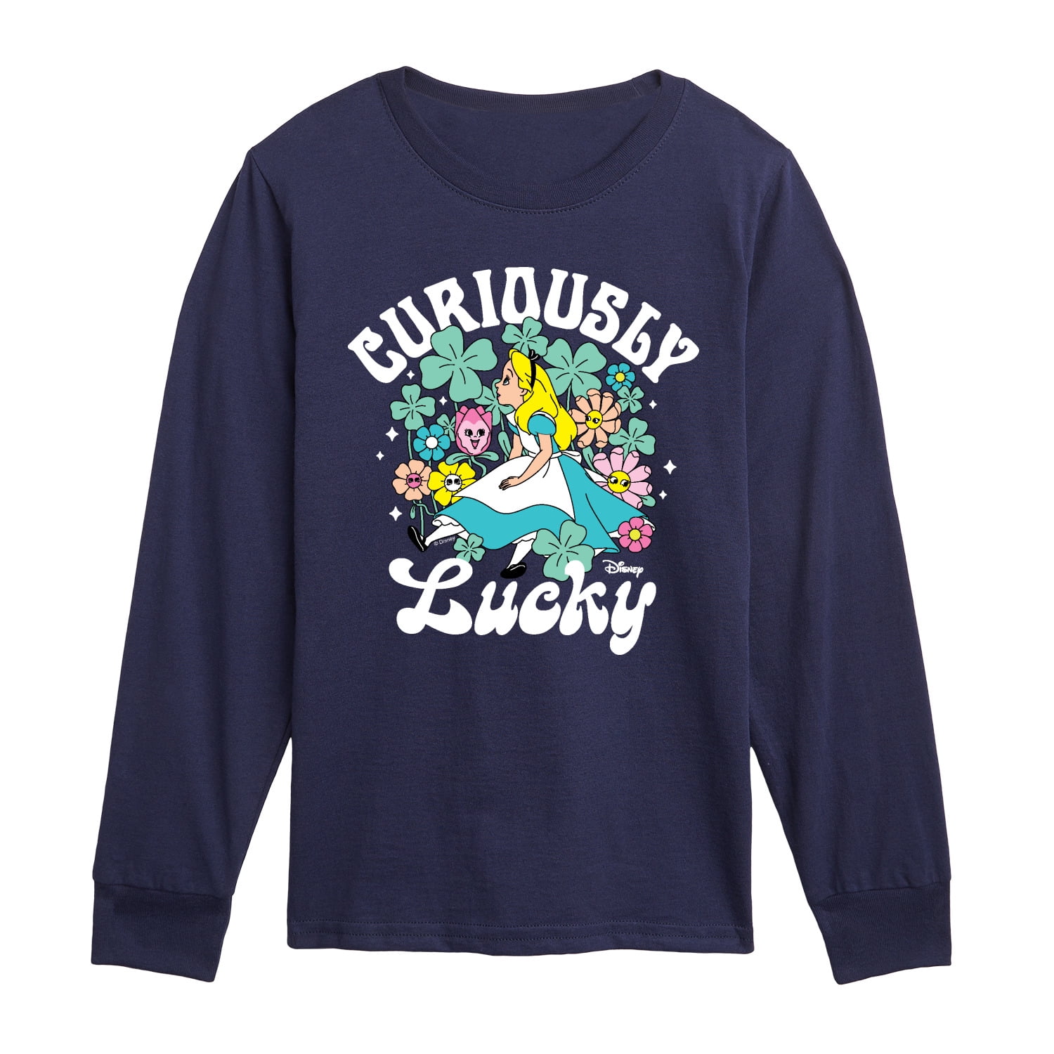 Alice In Wonderland - Curiously Lucky - Youth Boys Long Sleeve Graphic ...