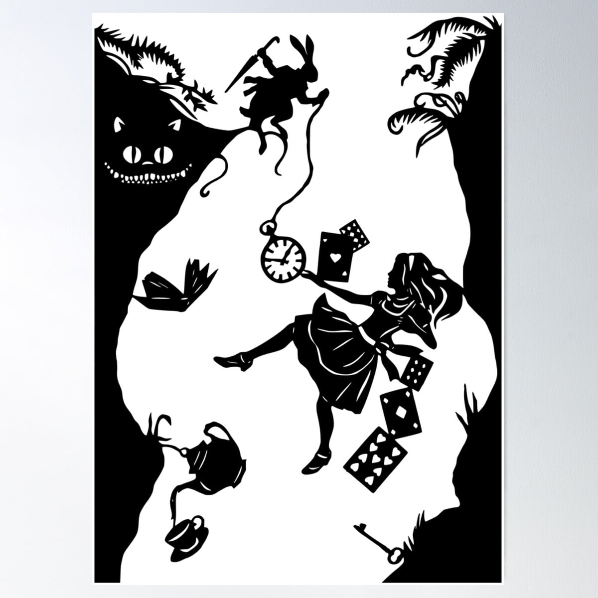Alice In Wonderland Down The Rabbit Hole Poster Wall Art, Modern Wall ...