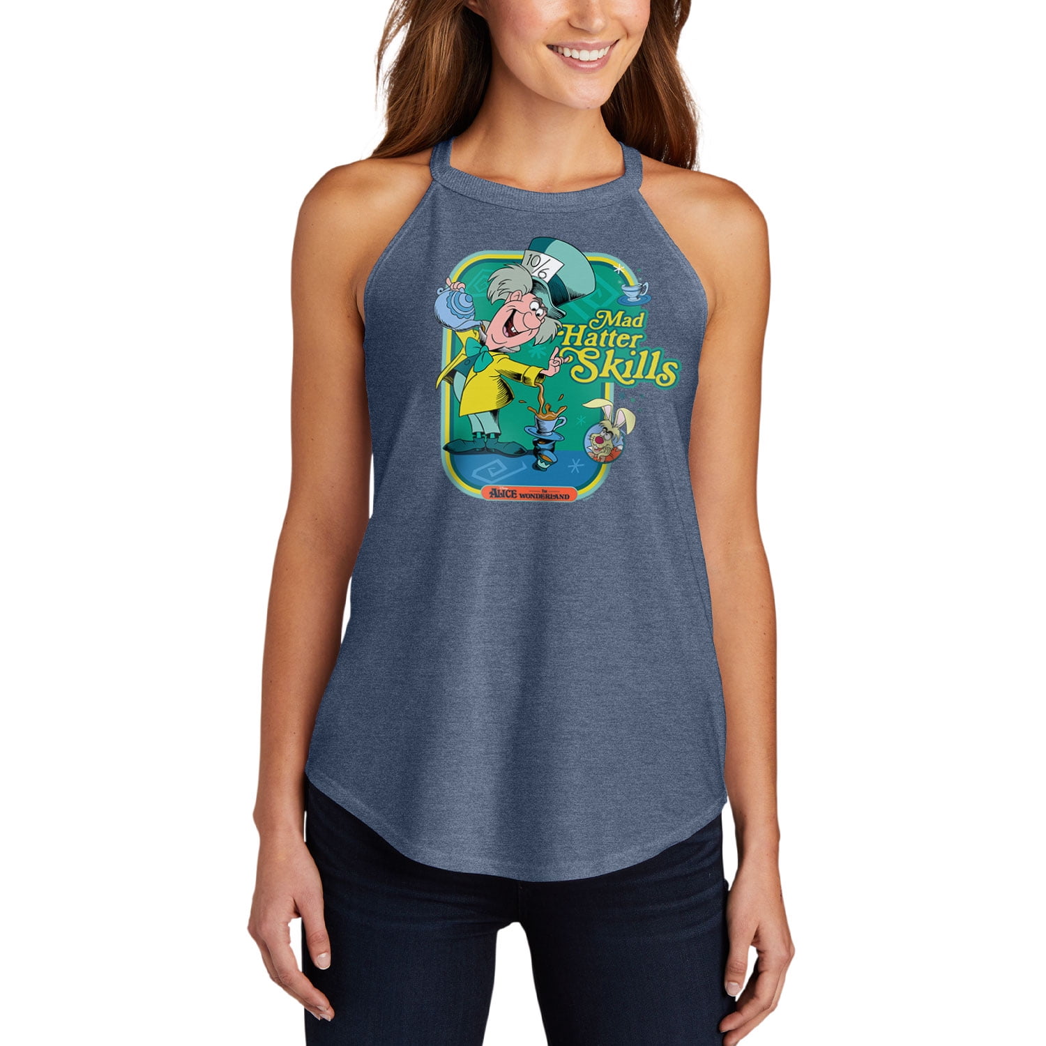 Alice In Wonderland - Mad Hatter Skills - Juniors High Neck Tank Top ...