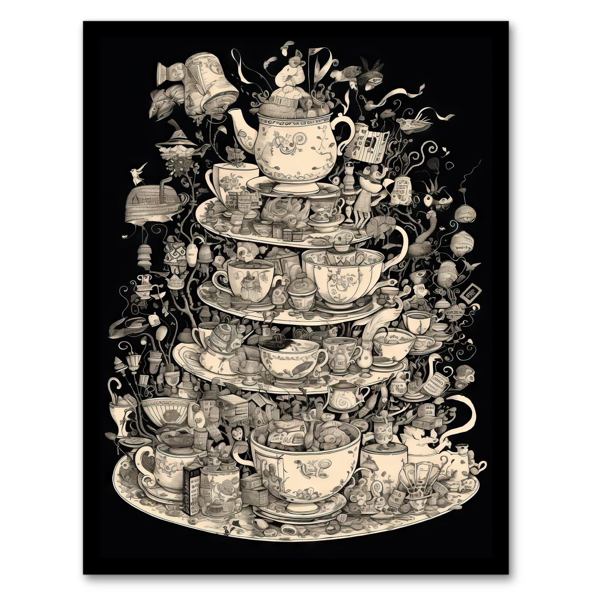 Alice In Wonderland Mad Hatter Tea Party Whimsical Magical Adventure Painting Artwork Framed ...