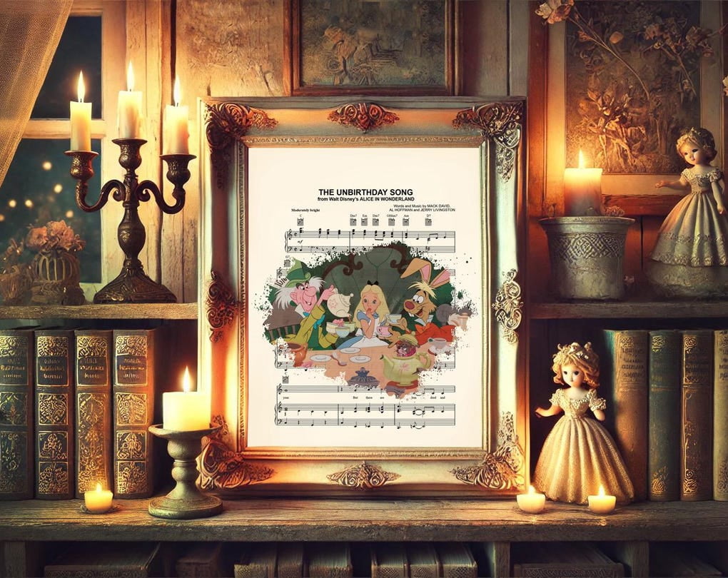 Alice In Wonderland Tea Party Splatter The Unbirthday Song Sheet Music ...