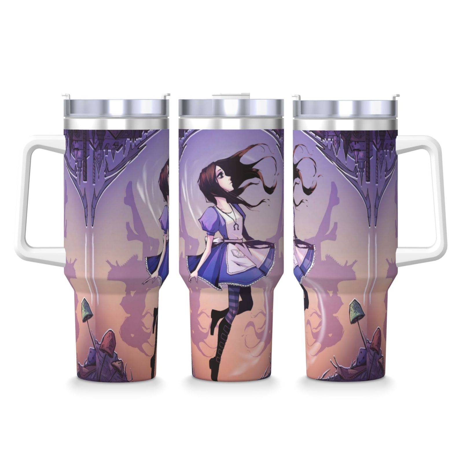 Alice Madness Returns 40 OZ Ice Bully Cup with Handle Straw Lid, Double ...