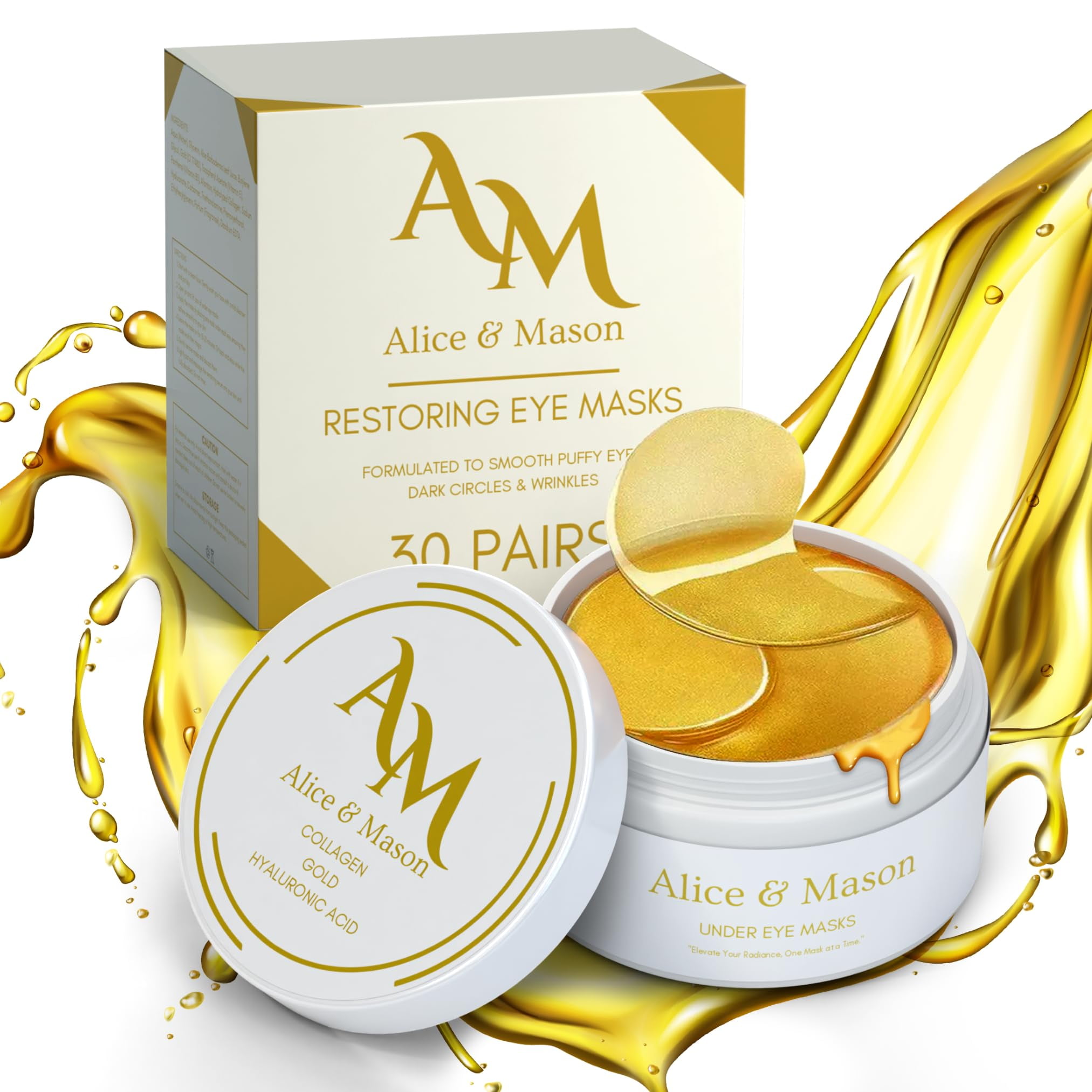 Alice & Mason Under AKF18 Eye Patches (Gold, 60 PCS) For Puffy Eyes ...