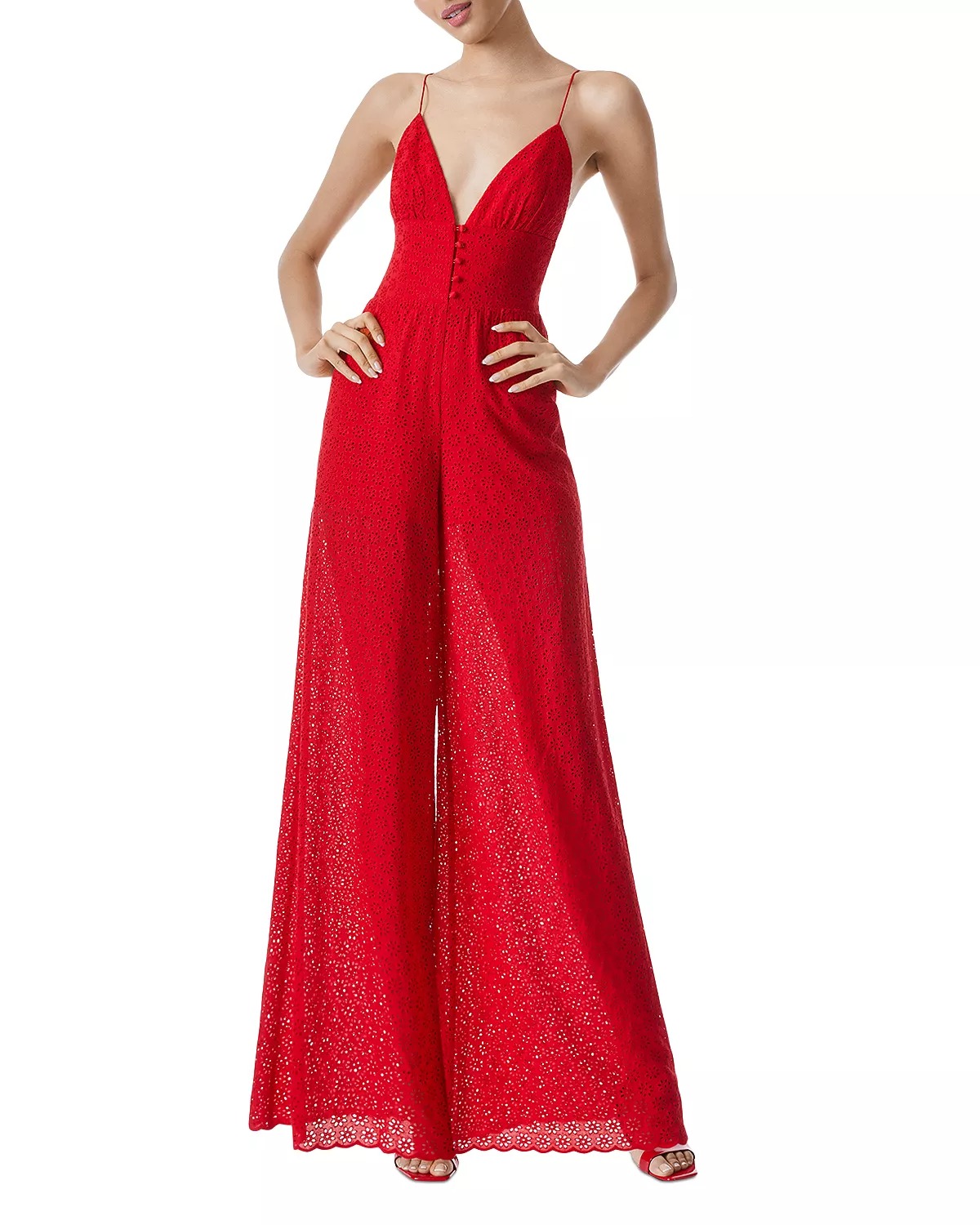 Alice & Olivia BRIGHT POPPY Women's Tilly Floral Eyelet Wide Leg ...