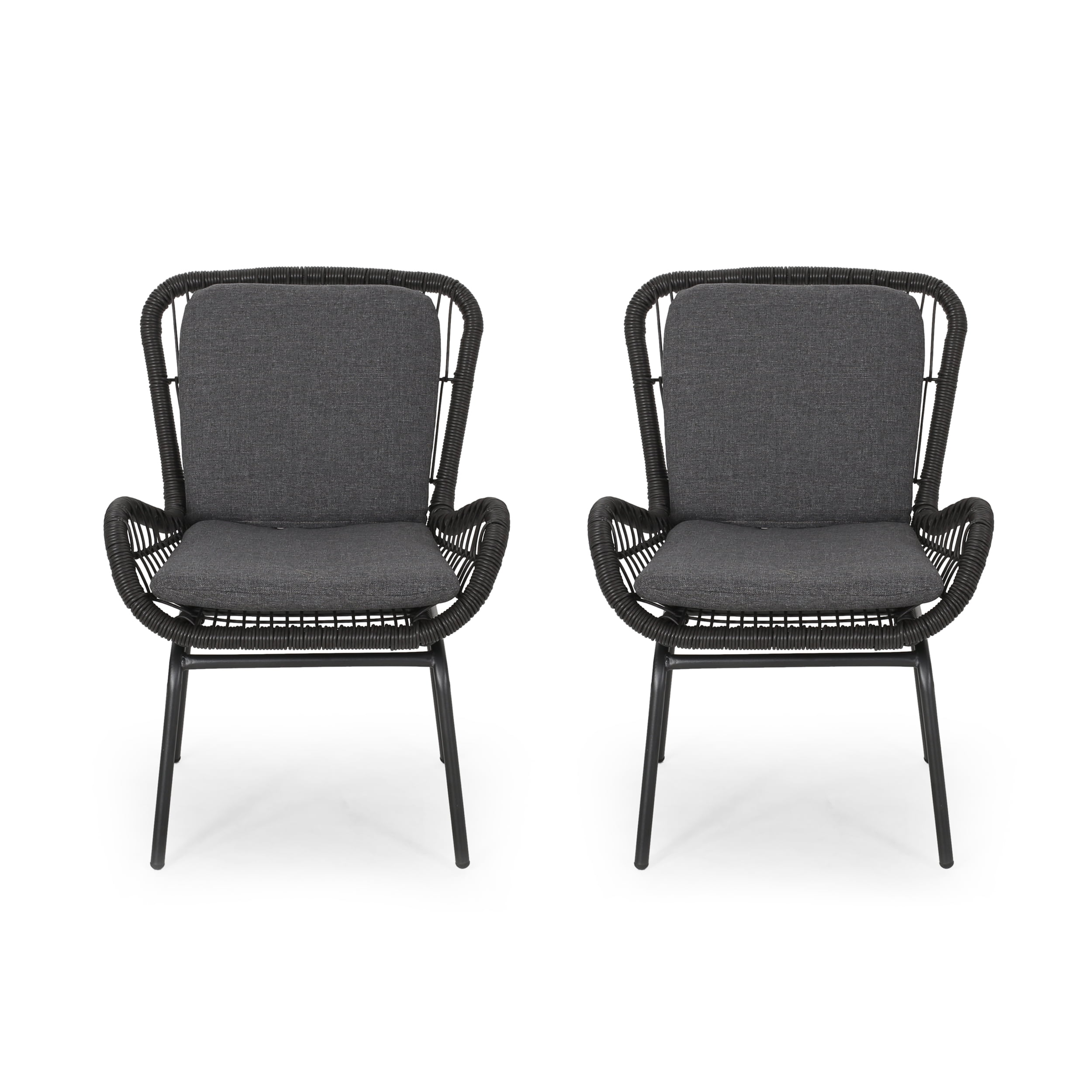 Alice Outdoor Wicker Club Chair with Cushions (Set of 2) - Walmart.com