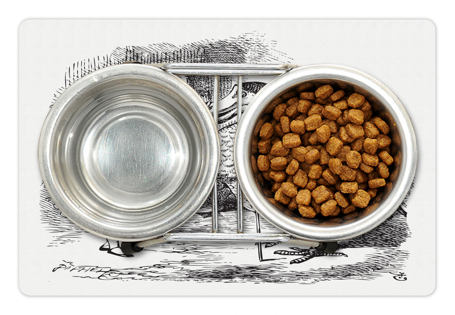 Alice Pet Mat for Food and Water, Alice in Wonderland with Dodo Animal ...