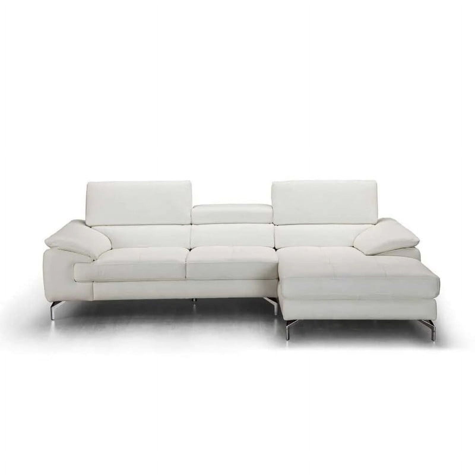 Alice Premium Leather Sectional Sofa in White, Left Facing Chase ...