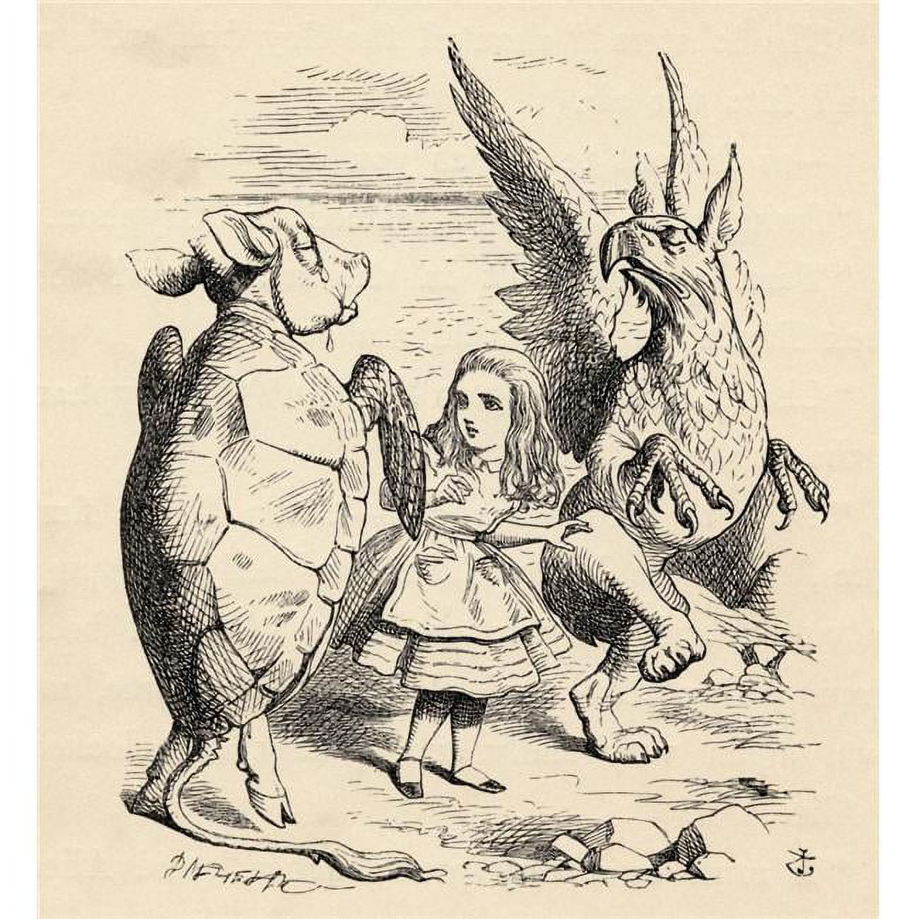 Alice with The Gryphon & The Mock Turtle Illustration by John Tenniel ...