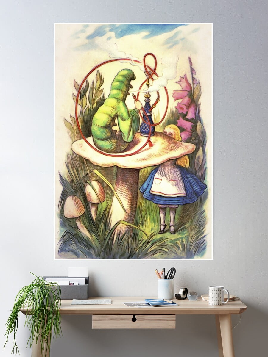 Alice & The Hookah Smoking Caterpillar - Alice In Wonderland Poster ...